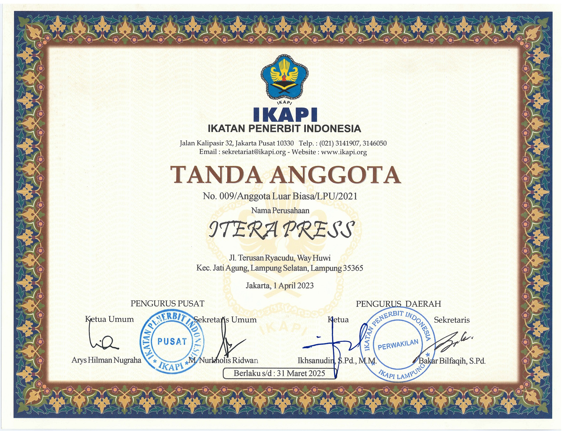 Itera Press Perpanjang Keanggotaan Ikapi Itera Press